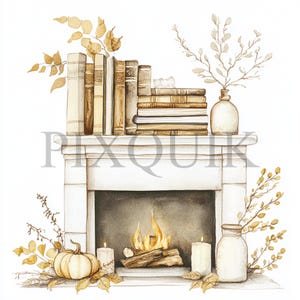 Autumn Fireplace Clipart 10 High Quality Jpg's Cozy Fall Fireplace ...