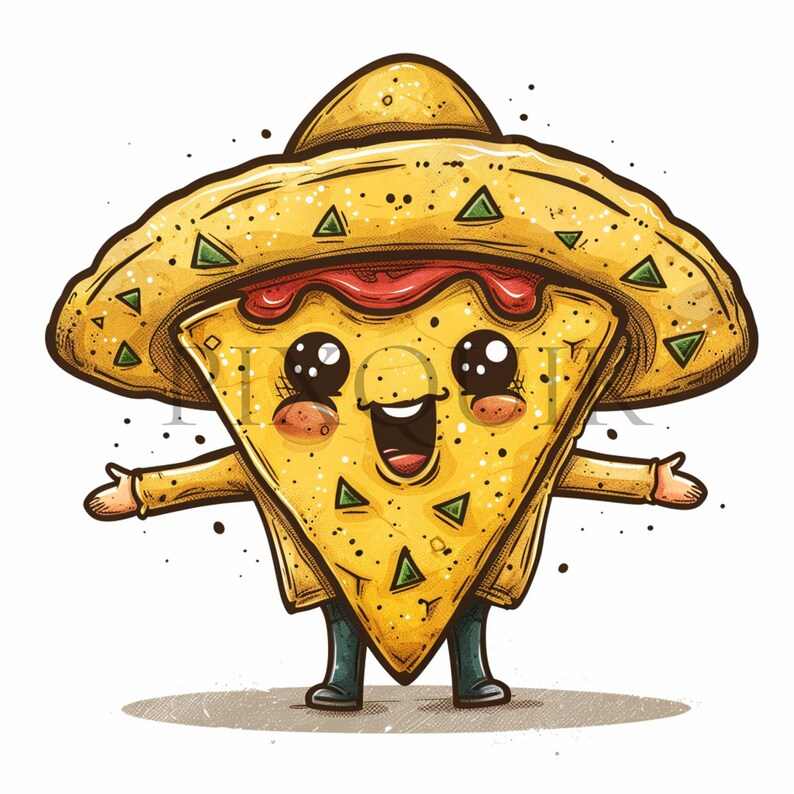 Watercolor Cartoon Nachos Clipart 10 High-quality Jpgs Nachos Digital ...