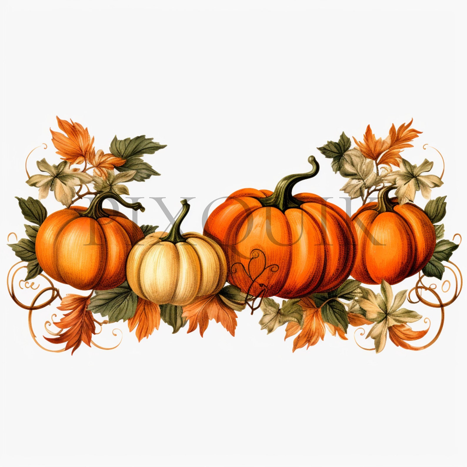 Watercolor Pumpkin Frame Clipart | Autumnal Nursery Art (digital ...