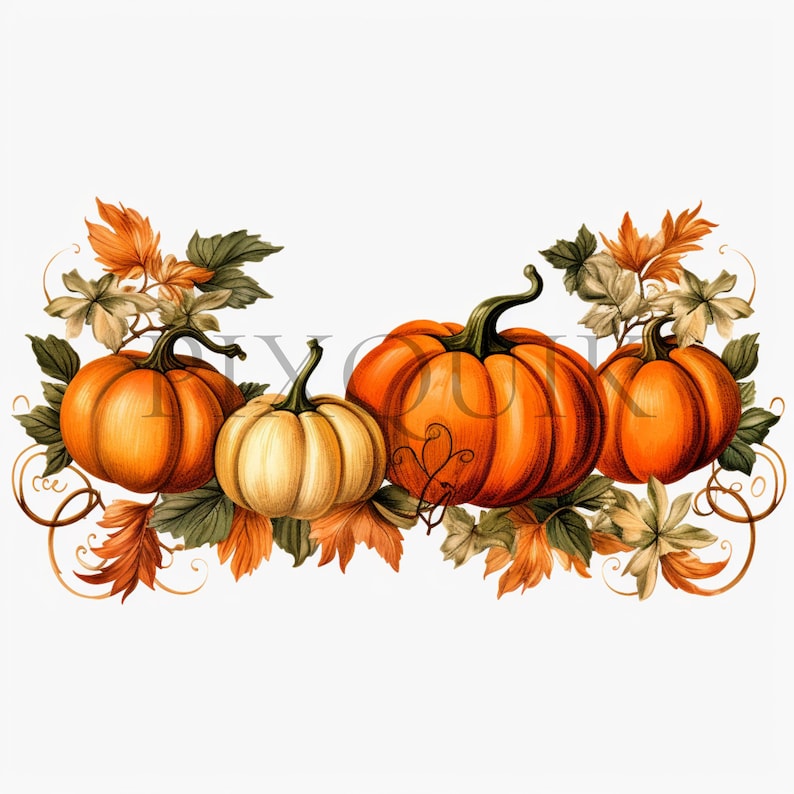 Pumpkin Frame Watercolor Illustration 10 High Quality JPG Pumpkin Frame ...