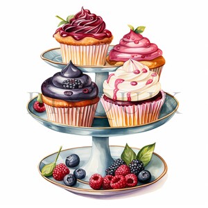 Cupcake Stand Clipart 10 High Quality Jpgs Digital Download Bakery ...