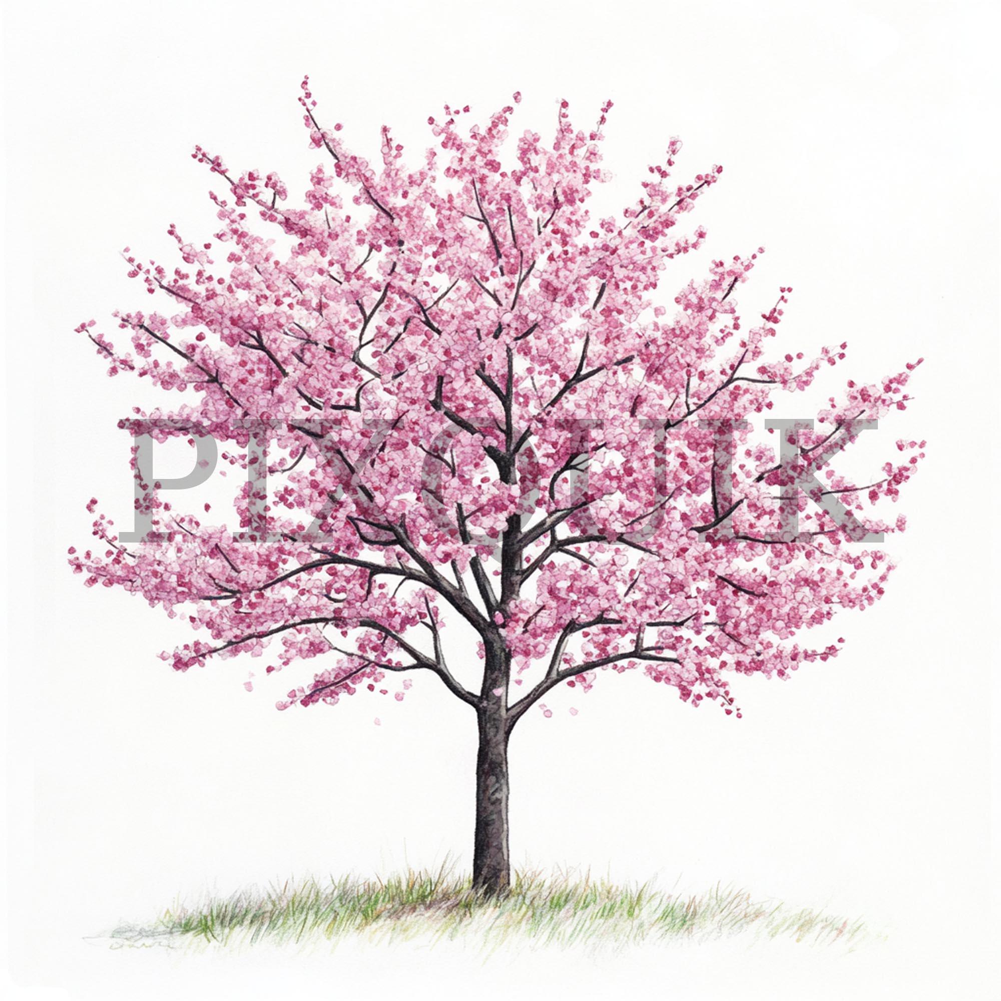 Watercolor Cherry Tree Clipart | Floral Illustration (10 JPG Files) - Etsy