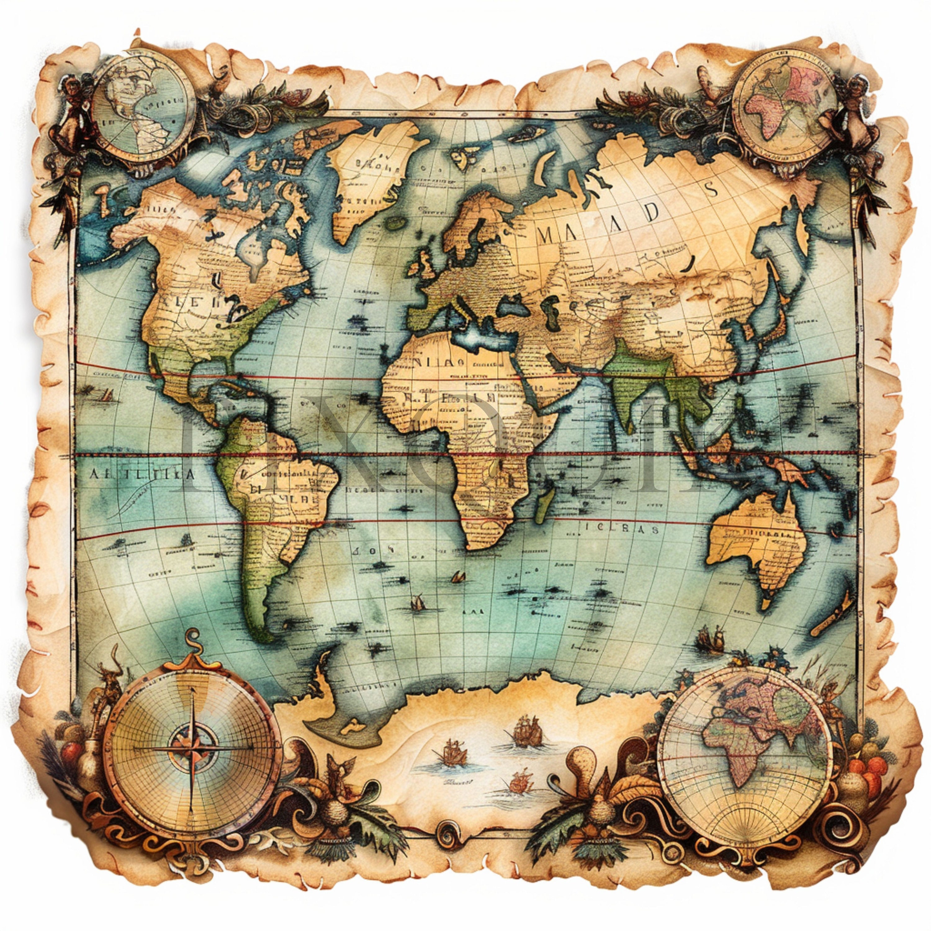 Map Clipart Vintage Map Clipart Old Map Clipart 10 High Quality JPG ...