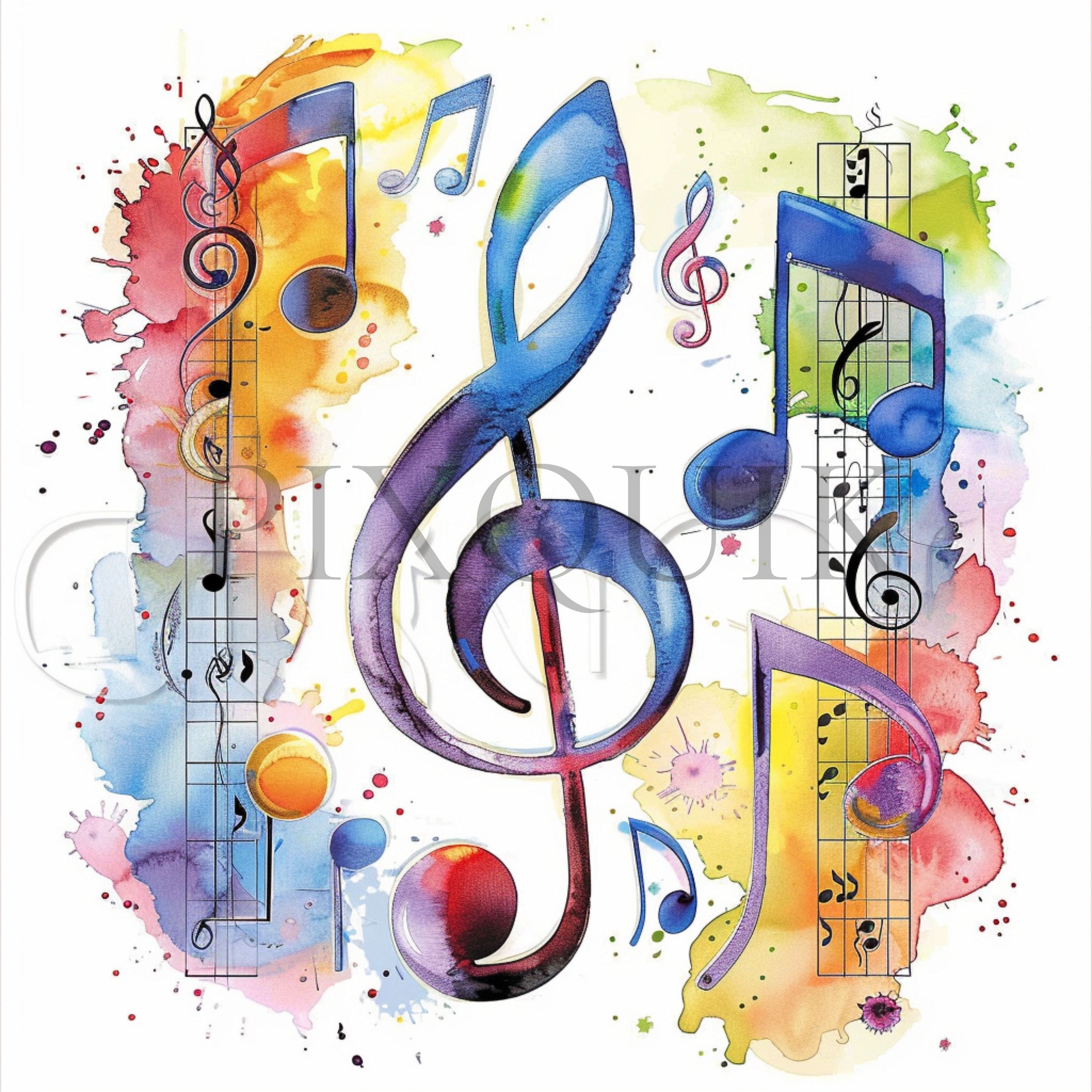 Watercolor Music Notes Clipart 10 High Quality Jpgs Digital Download ...