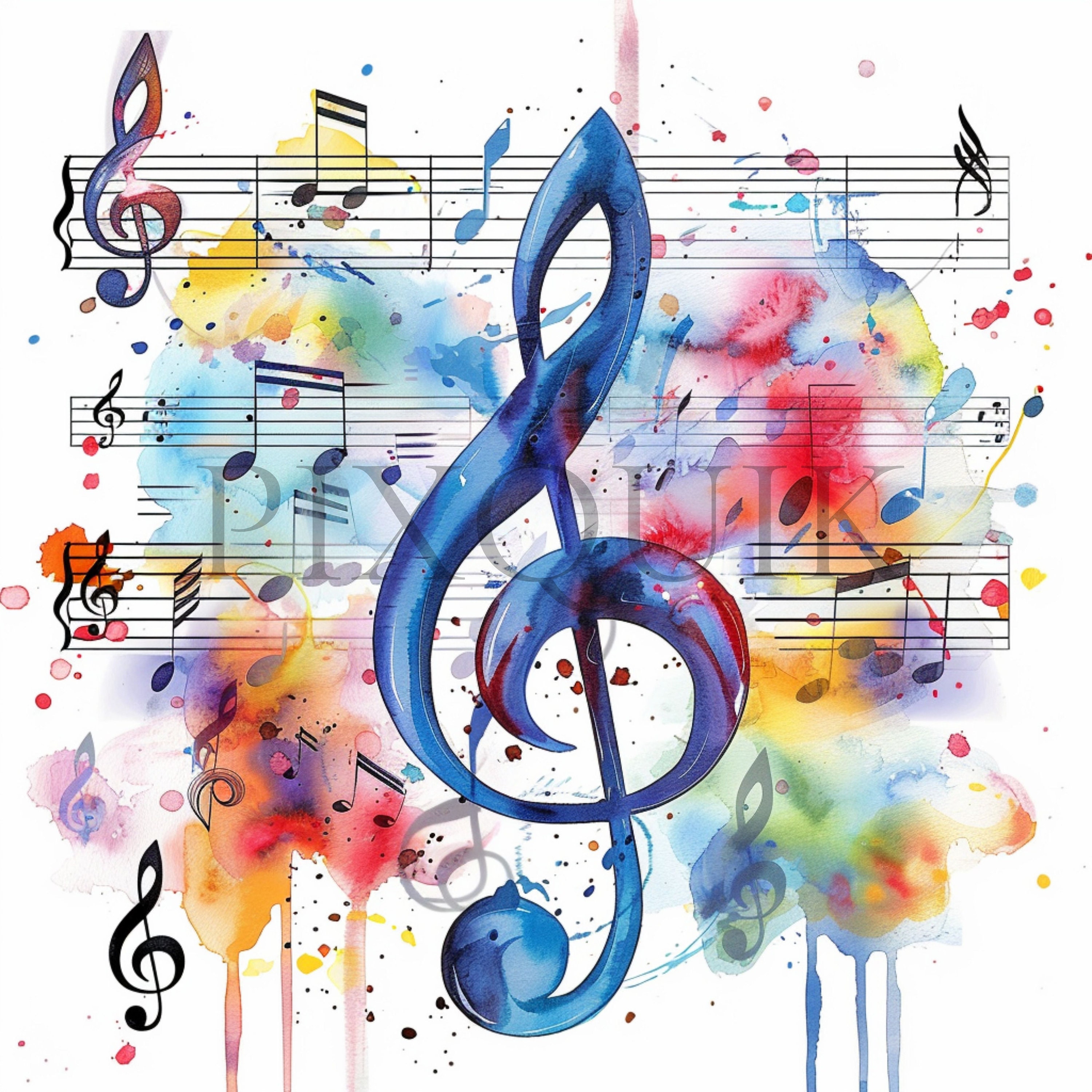 Watercolor Music Notes Clipart 10 High Quality Jpgs Digital Download ...