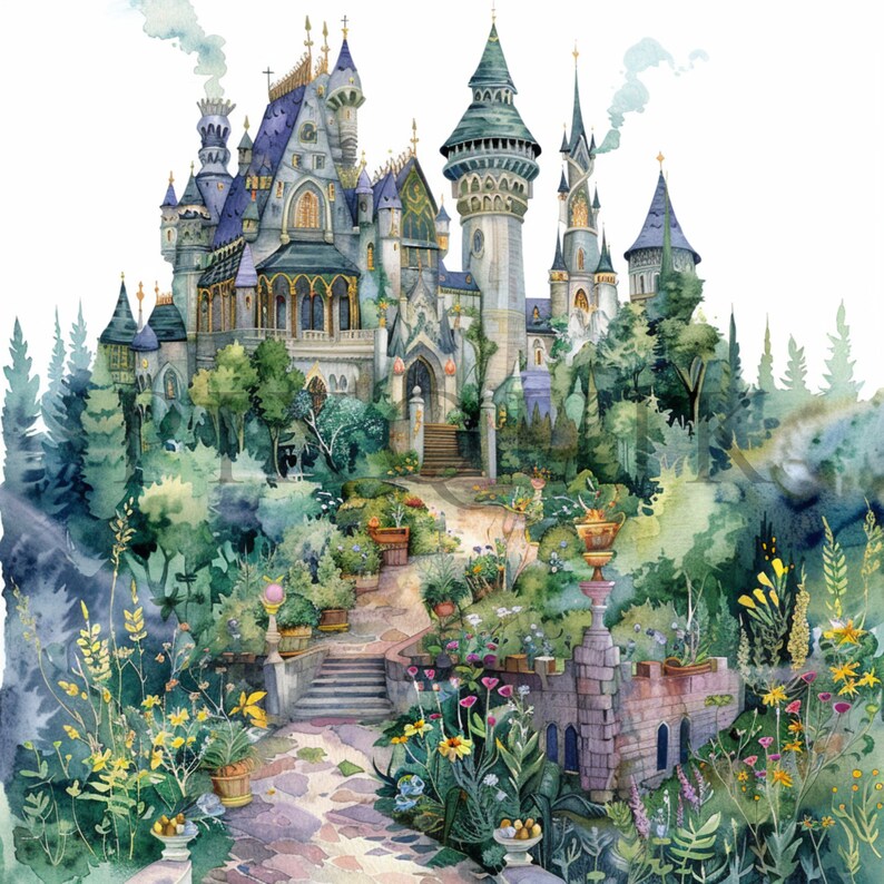Magic School Watercolor Clipart | Wizard Academy JPG (digital Download ...