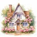 Rose Cottage Clipart | Watercolor Illustration, Floral Graphics (10 ...