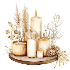 Boho Holiday Candle Clipart | 10 High Quality Jpg's and PNG | Festive ...