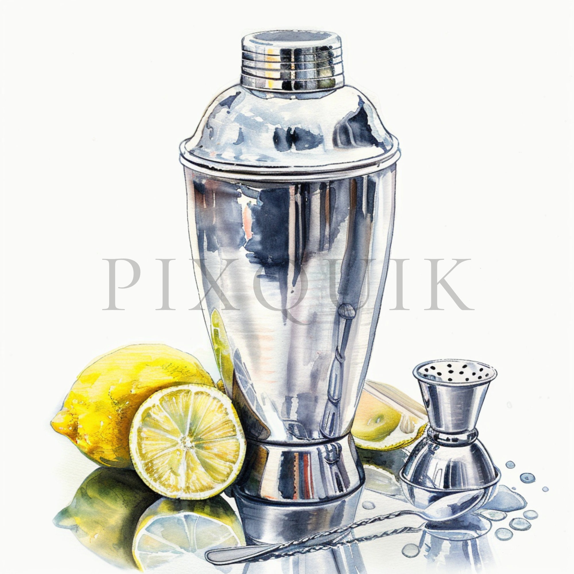 Watercolor Cocktail Shaker Clipart | Beverage Illustration (digital ...