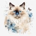 Birman Cat Watercolor Clipart | 10 Jpgs, Commercial Use (digital ...