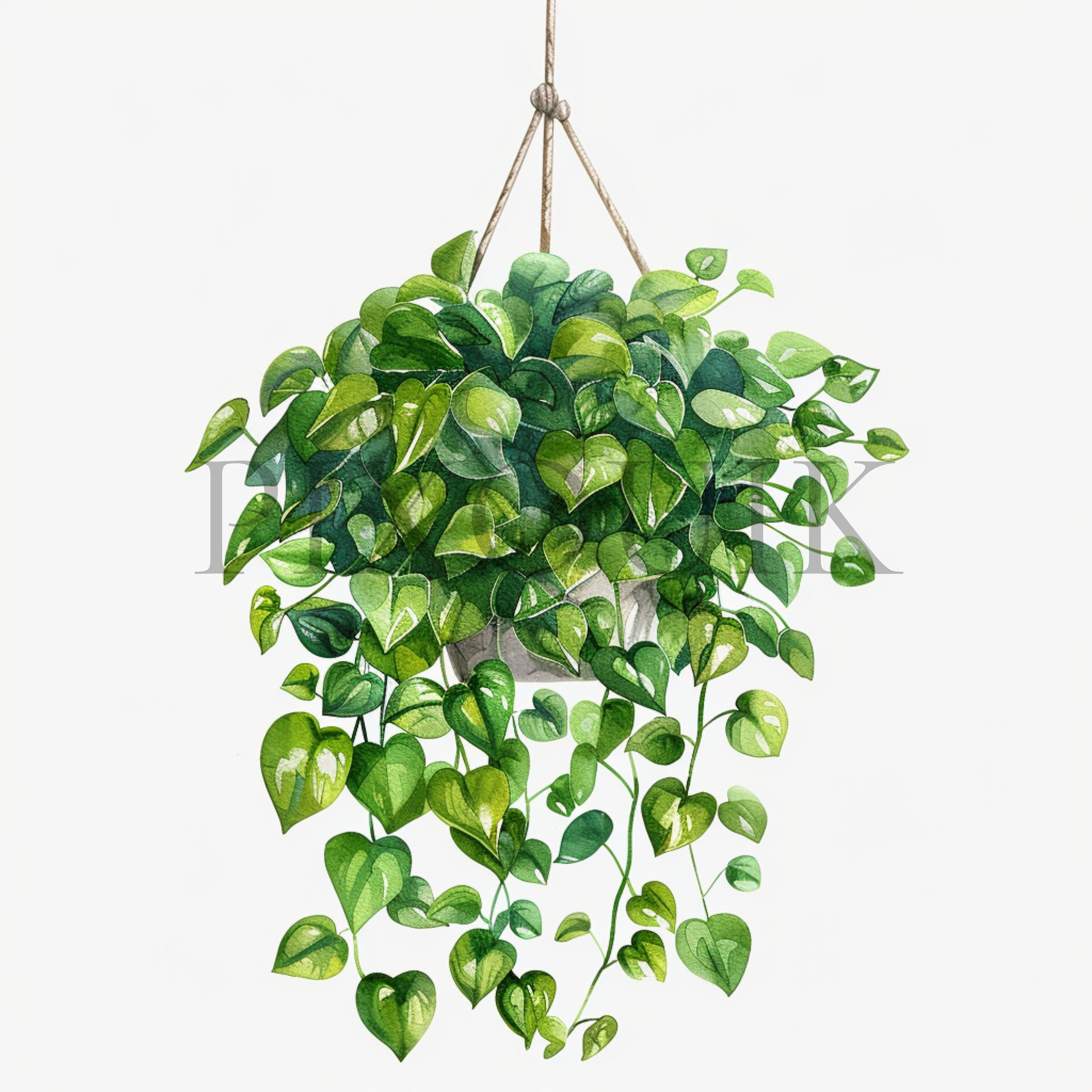 Watercolor Hanging House Plants Clipart 10 High Quality Jpgs Retro ...