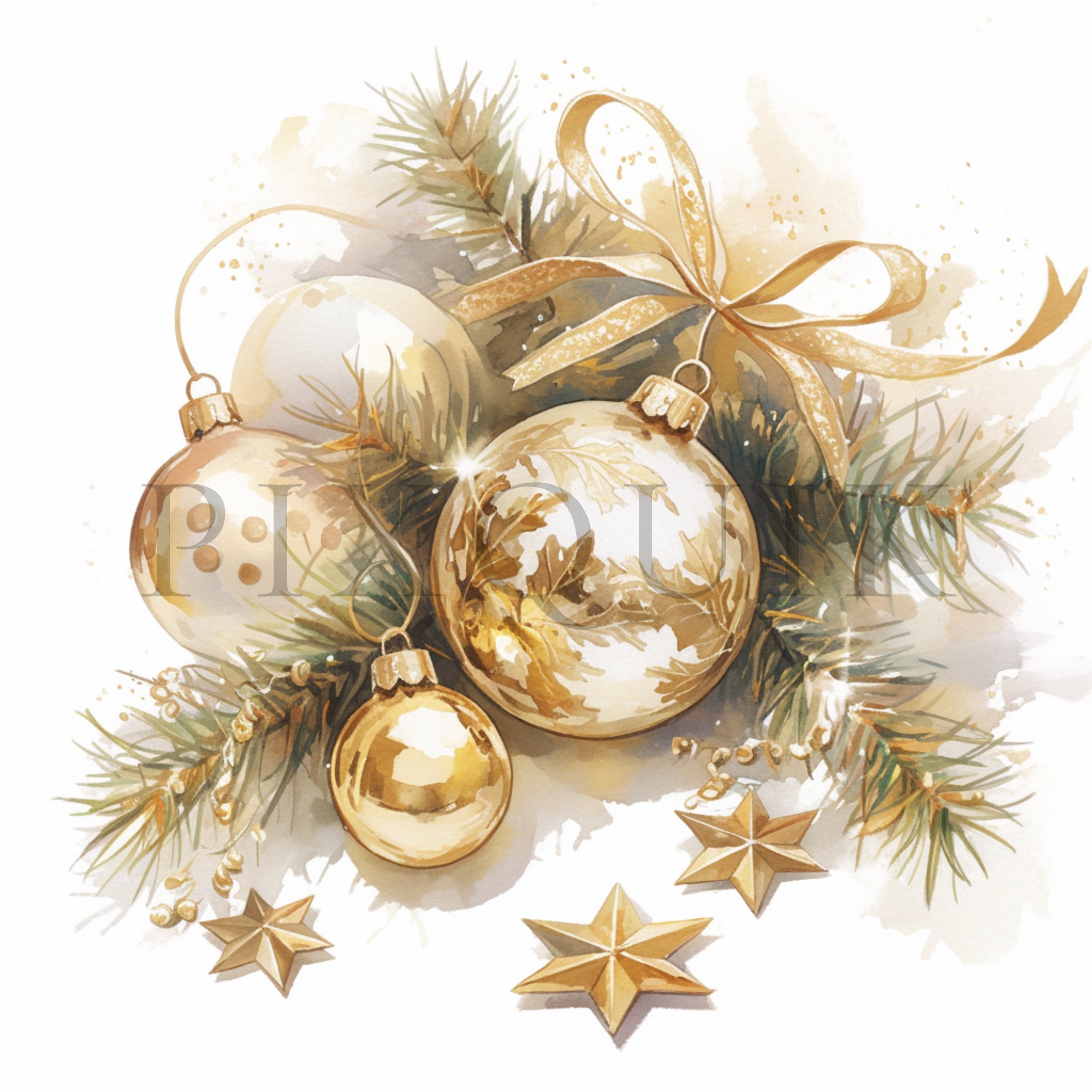 Holiday Gold Clipart | 10 High Quality Jpgs | Instant Digital Download ...