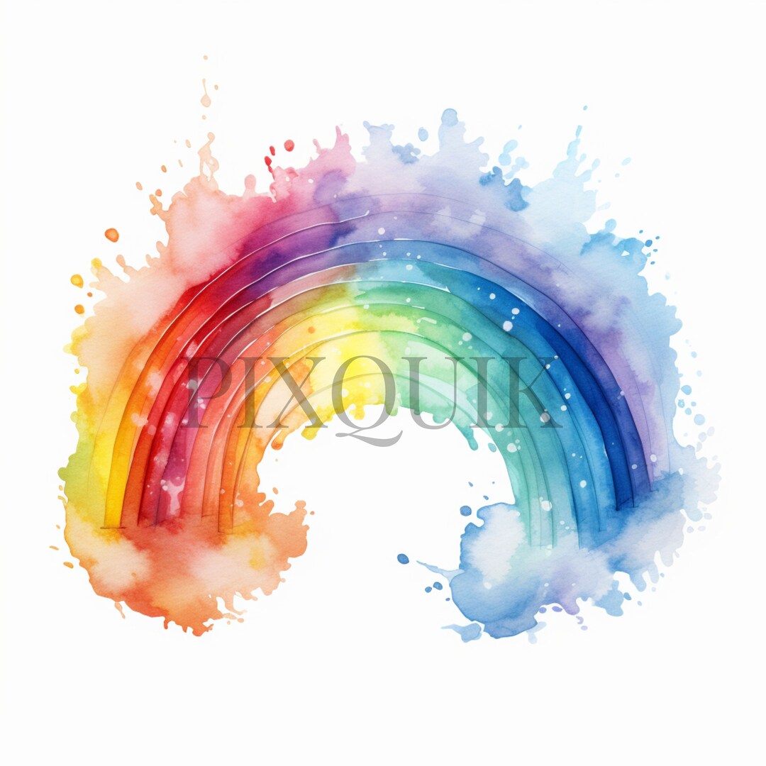 Watercolor Rainbow Clipart - 10 High Quality Jpgs | Rainbow Clip Art ...