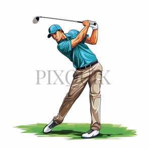 Watercolor Golf Player Clipart – Sport Illustrations, Commercial Use ...