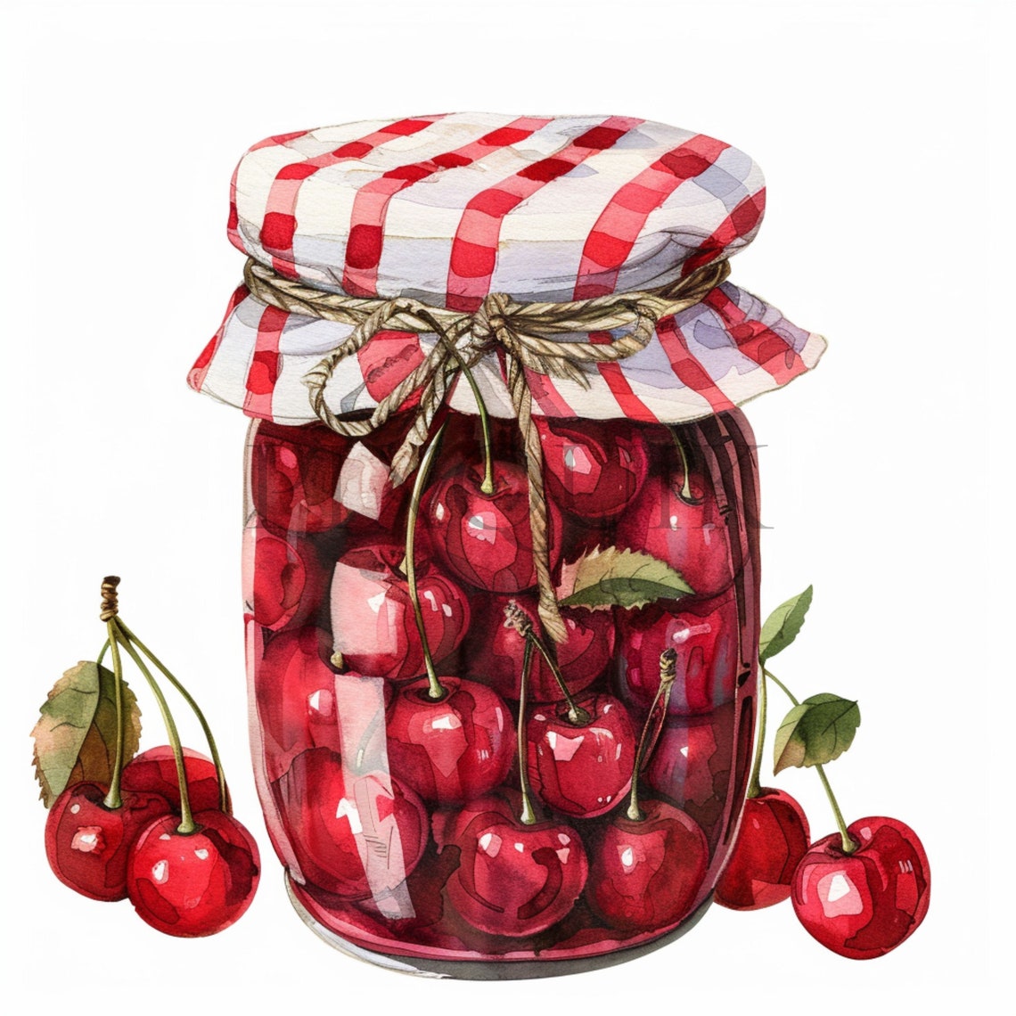 Watercolor Cherries Jar Clipart 10 High Quality Jpgs Jam Jar Clipart ...