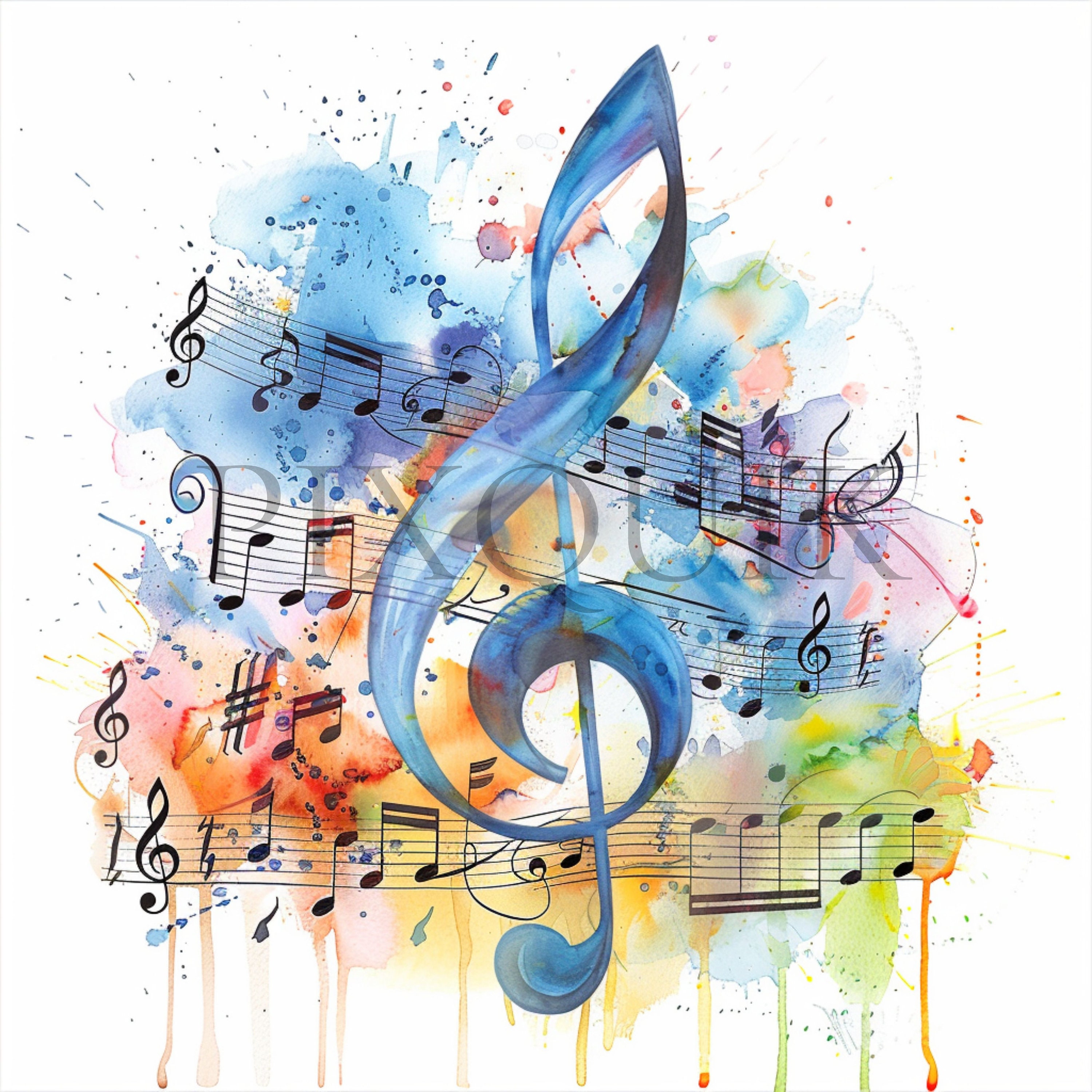 Watercolor Music Notes Clipart 10 High Quality Jpgs Digital Download ...