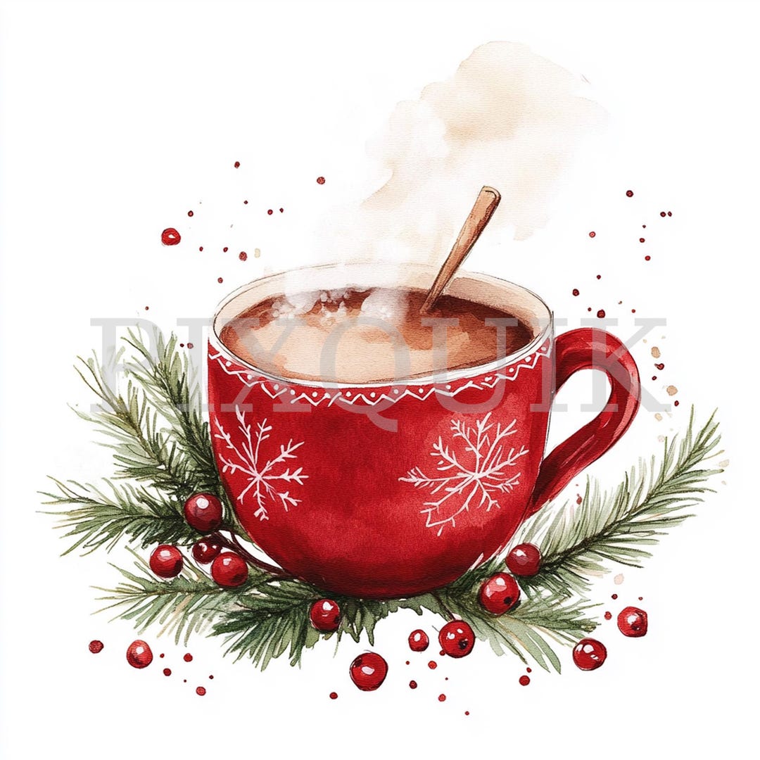 Vintage Hot Cocoa Clipart | 4 PNG Files | Card Making | Digital Paper ...