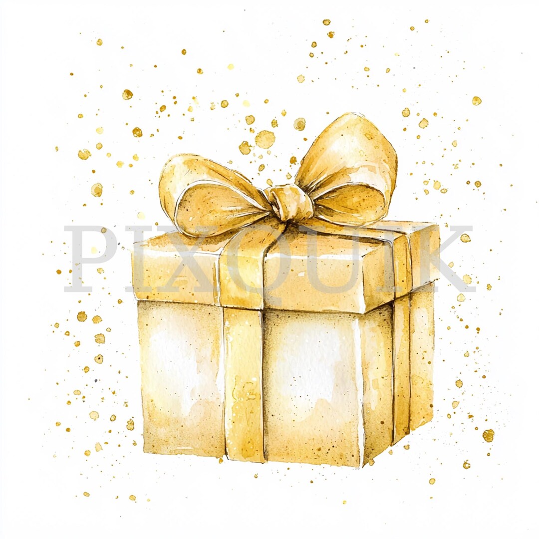 Luxurious Golden Gift Box With Glittering Accents | 2025 Clip Art | New ...