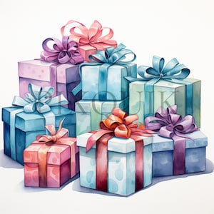 Holiday Present Clipart 10 High Quality Jpg's Digital Download Festive ...