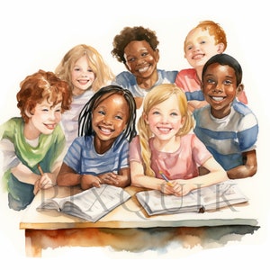 Watercolor Student Clipart: Diverse Learning Images (digital Download ...