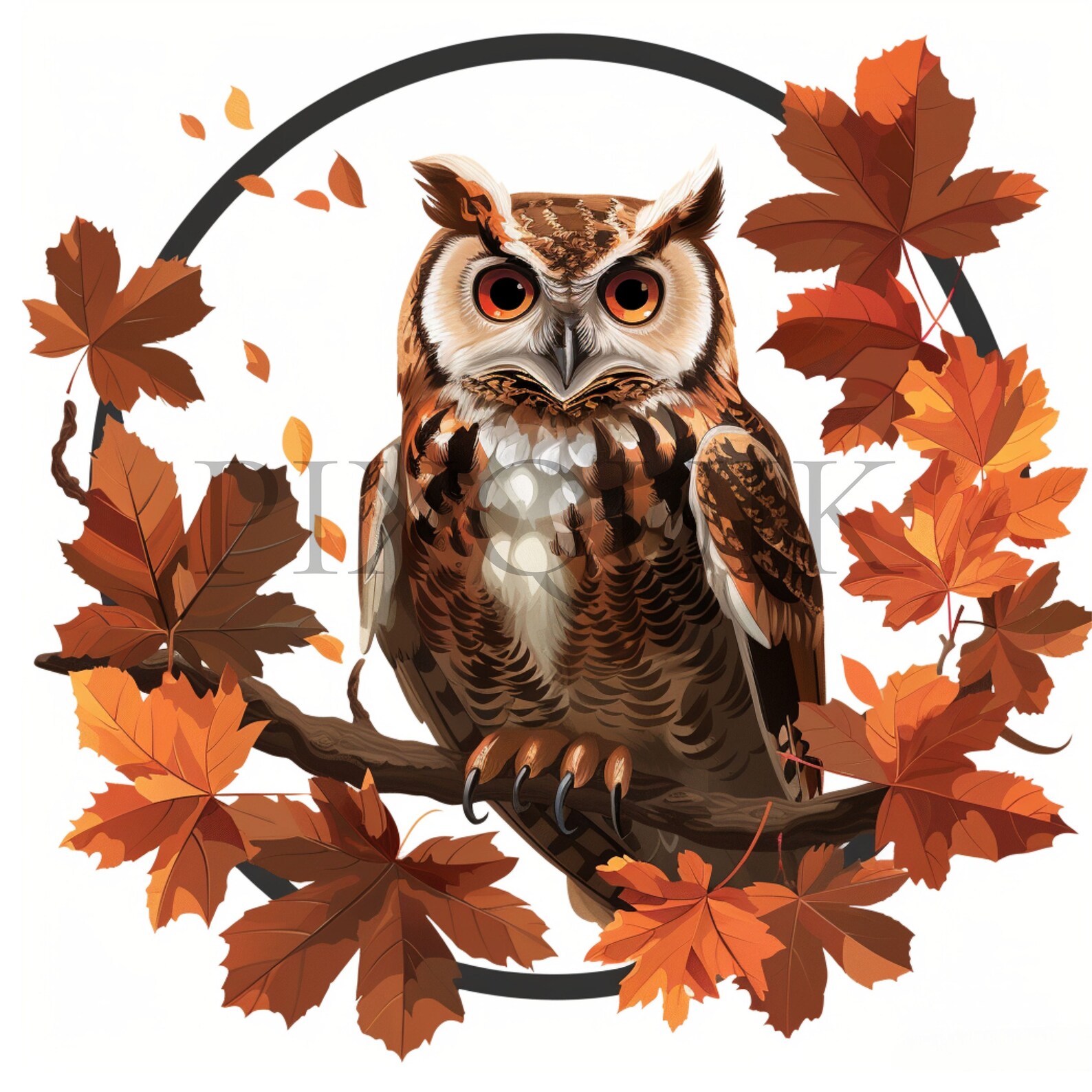 Autumn Owl Clipart | Fall Bird JPG Graphics (digital Download) - Etsy
