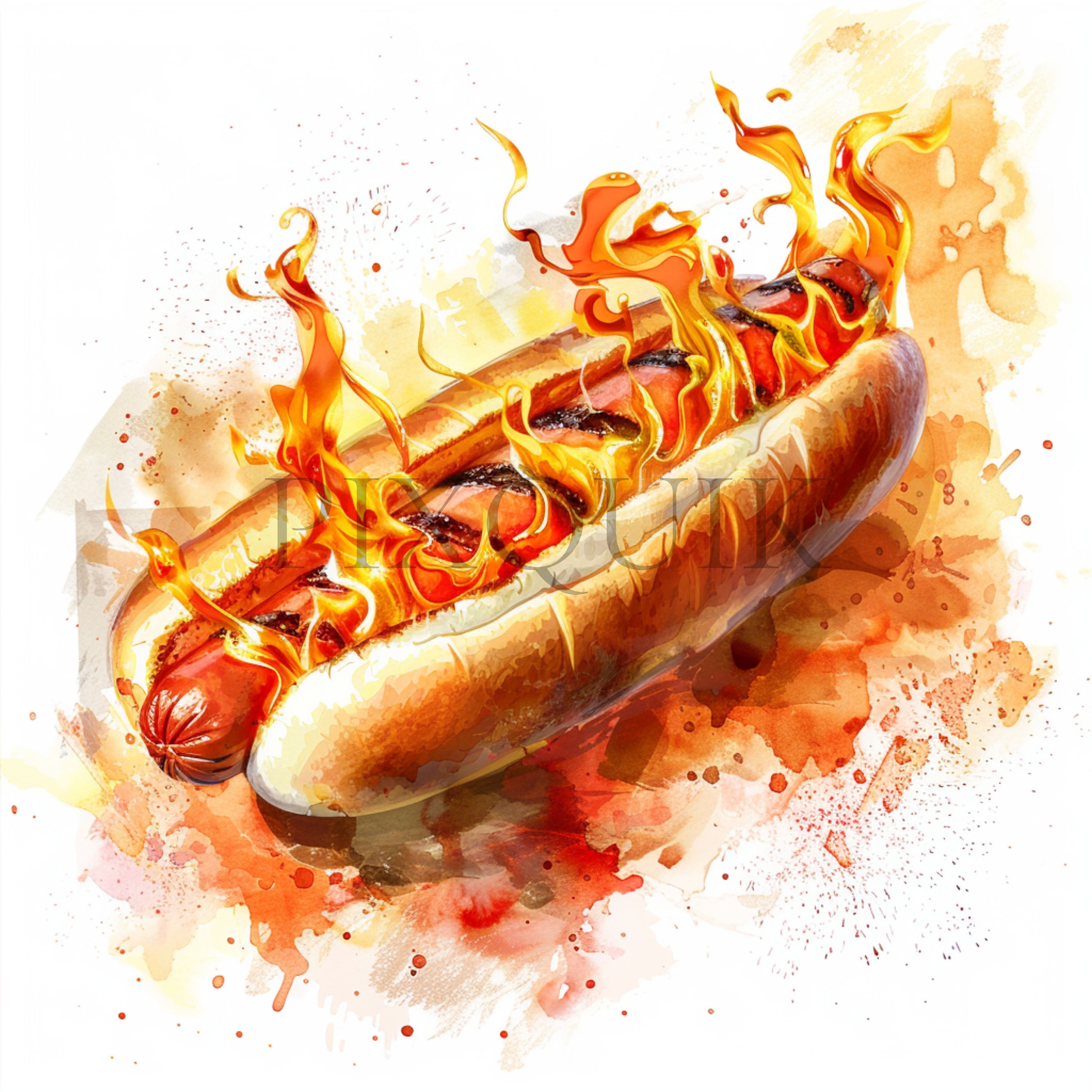 Fire Hot Dog Clipart | 10 High Quality Jpgs | Fast Food | Food Clipart ...
