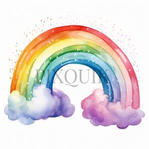 Watercolor Rainbow Clipart - 10 High Quality Jpgs | Rainbow Clip Art ...