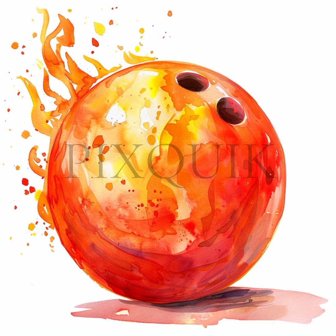 Watercolor Bowling Ball Clipart | 10 High Quality Jpgs | Bowling Ball ...