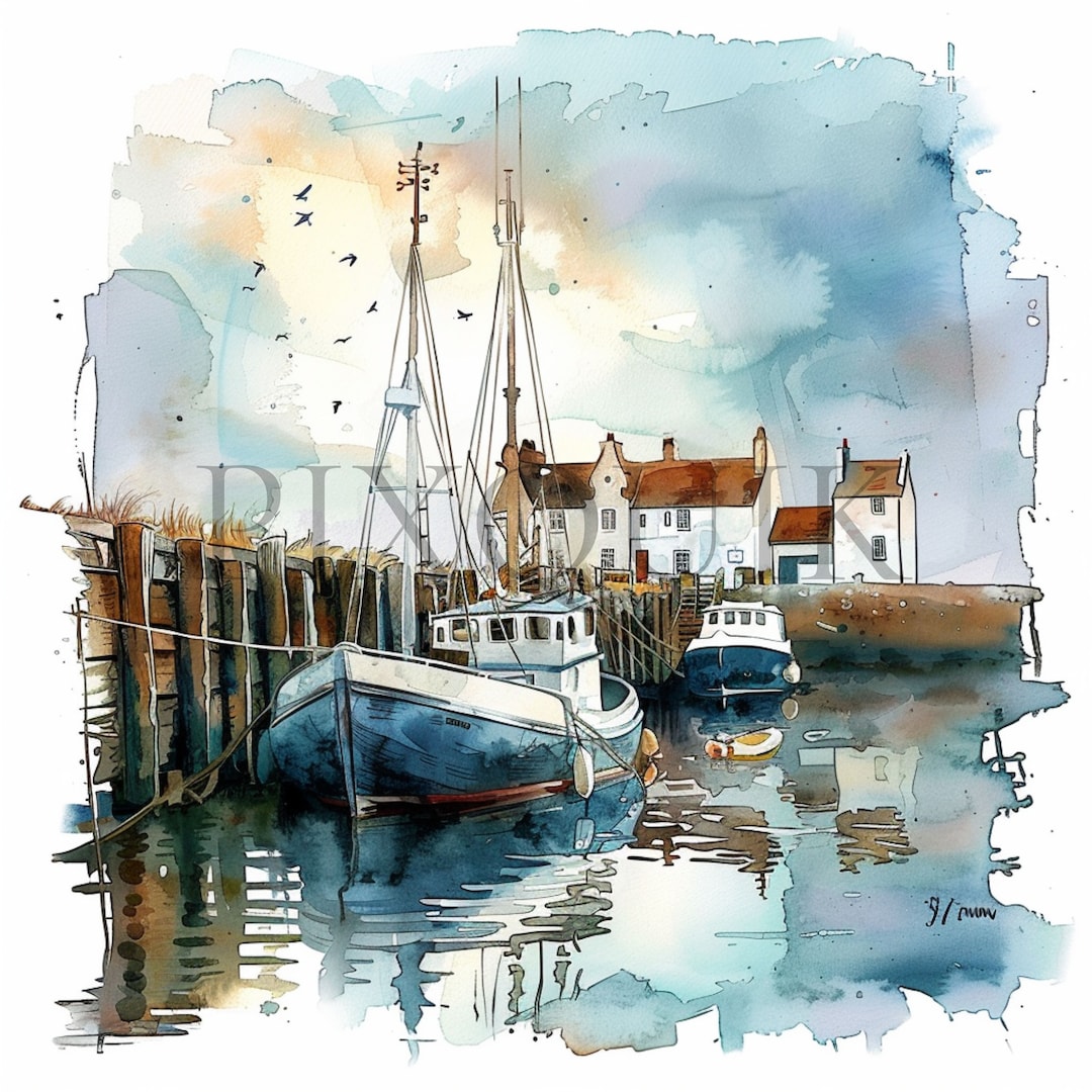 Quiet Harbor Clipart | 10 High Quality Jpgs | Printable Harbor Clipart ...