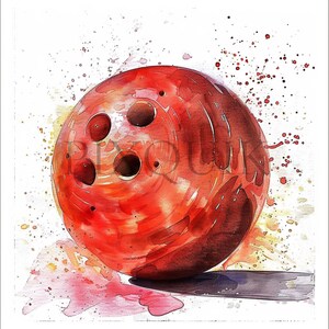 Watercolor Bowling Ball Clipart | 10 High Quality Jpgs | Bowling Ball ...