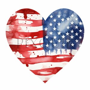 USA Flag Heart Clipart | 10 High Quality Jpg's | Digital Download ...