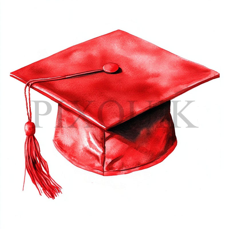 Graduation Cap Clip Art Red - Etsy