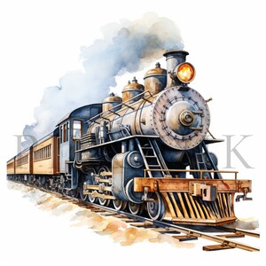 Watercolor Steam Train Clipart | Train Clipart | 10 High Quality Jpgs ...