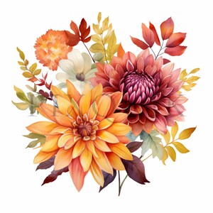 Autumn Flowers Clipart | 10 High Quality Jpgs | Digital Download ...