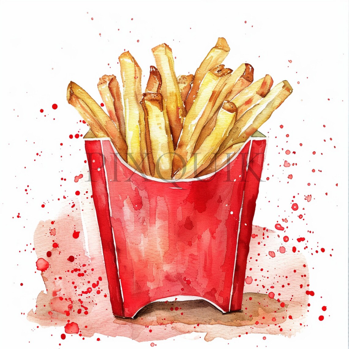 Watercolor French Fries Clipart 10 High Quality Jpgs Food Clipart Junk ...