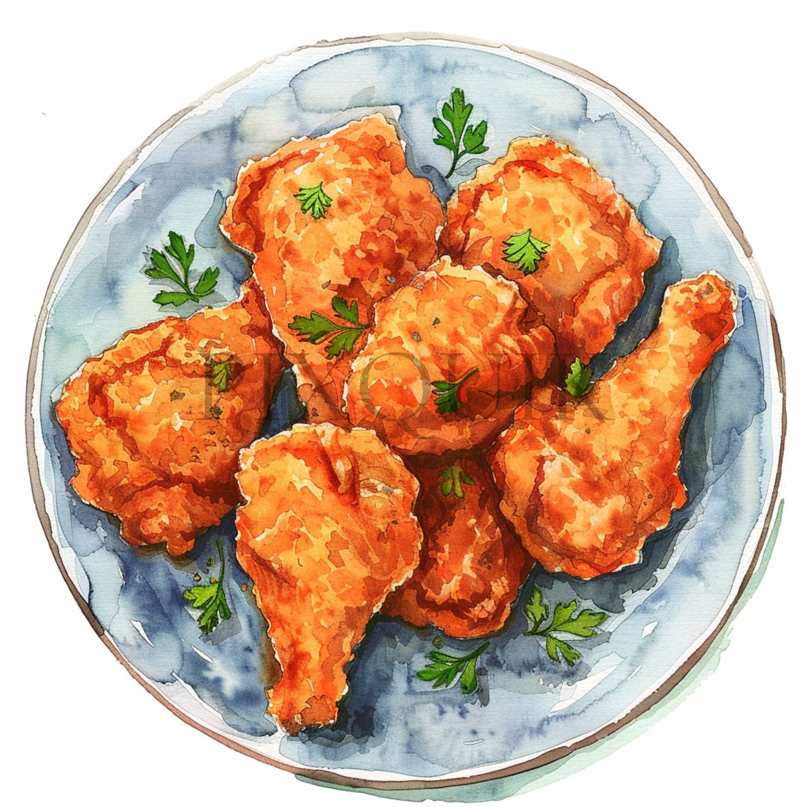 Watercolor Fried Chicken Clipart 10 High Quality Jpgs Fried Chicken ...