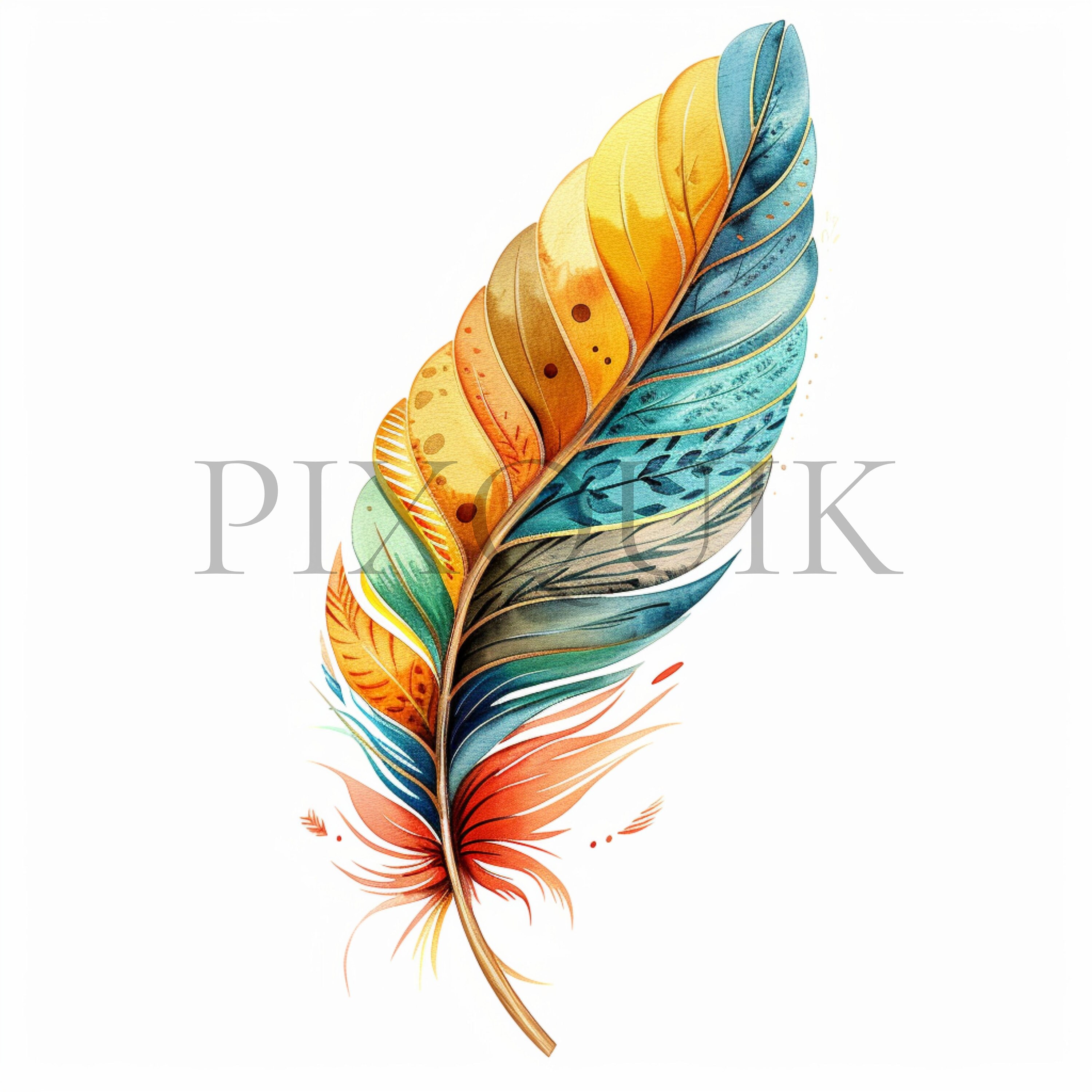 Boho Feather Clipart 10 High Quality JPG Commercial Use, Instant ...
