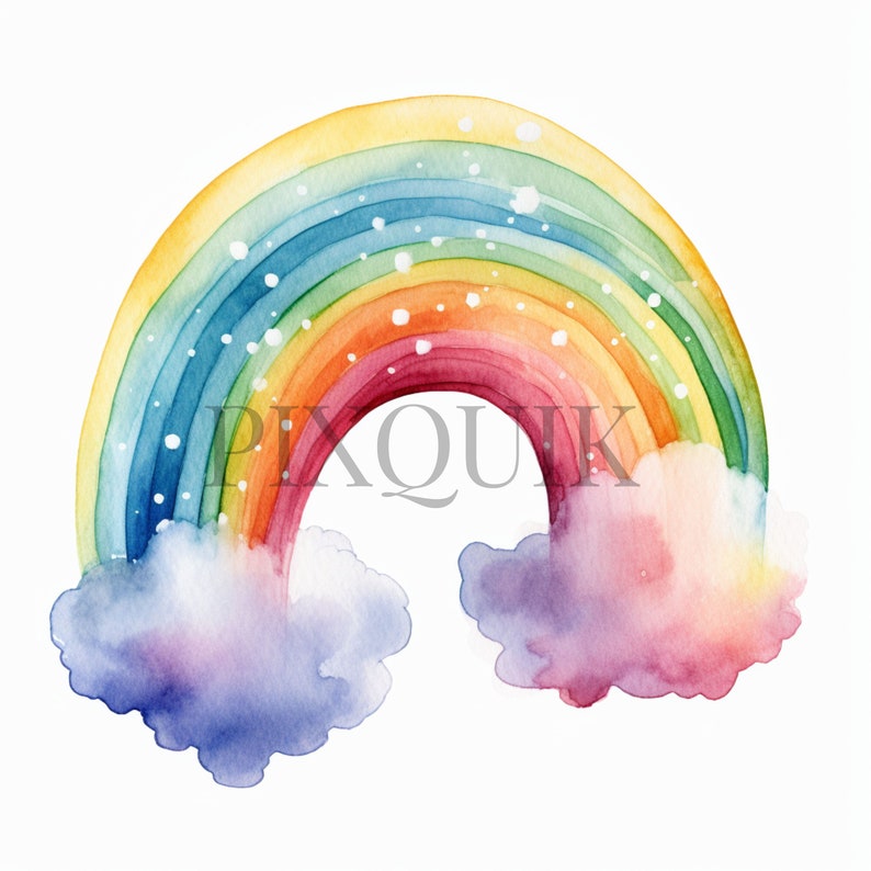 Watercolor Rainbow Clipart - 10 High Quality Jpgs | Rainbow Clip Art ...