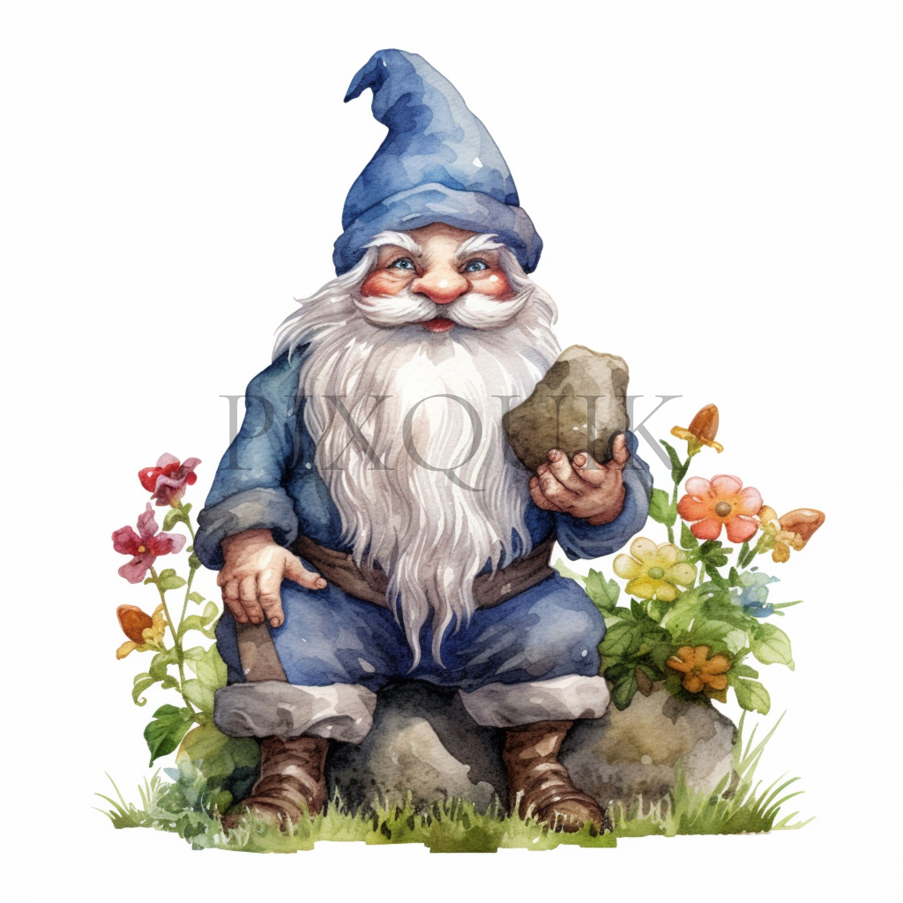 Watercolor Garden Gnome Clipart | Spring Illustration (digital Download ...