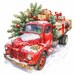 Vintage Red Christmas Truck Clipart | Holiday Jpgs (digital Download ...