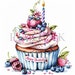 Watercolor Birthday Cupcake Clipart 1 10 High Quality Jpgs Digital ...
