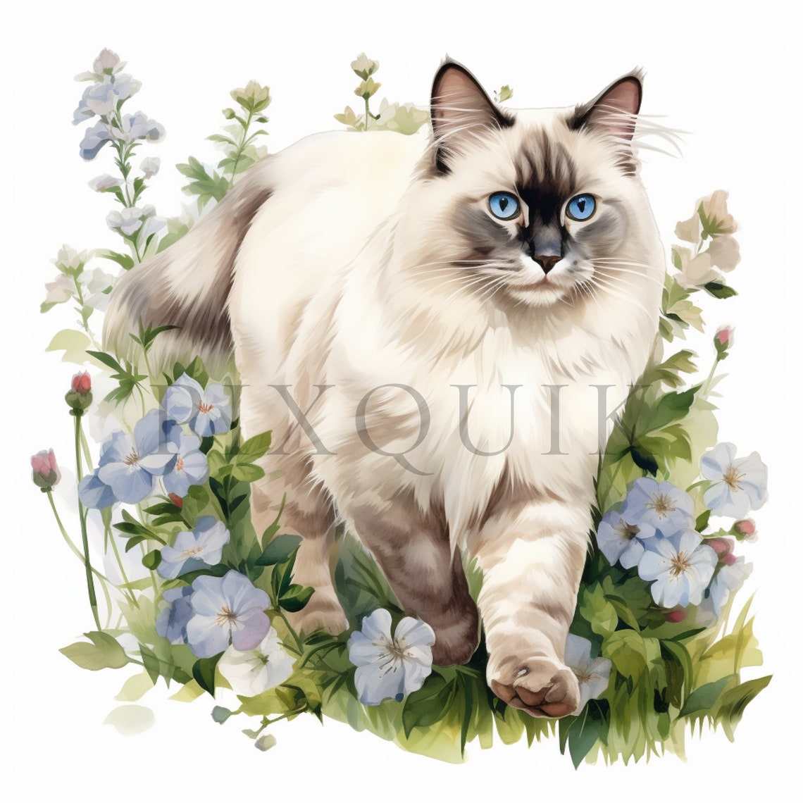Watercolor Birman Cat Clipart 10 High Quality Jpgs Digital Download ...