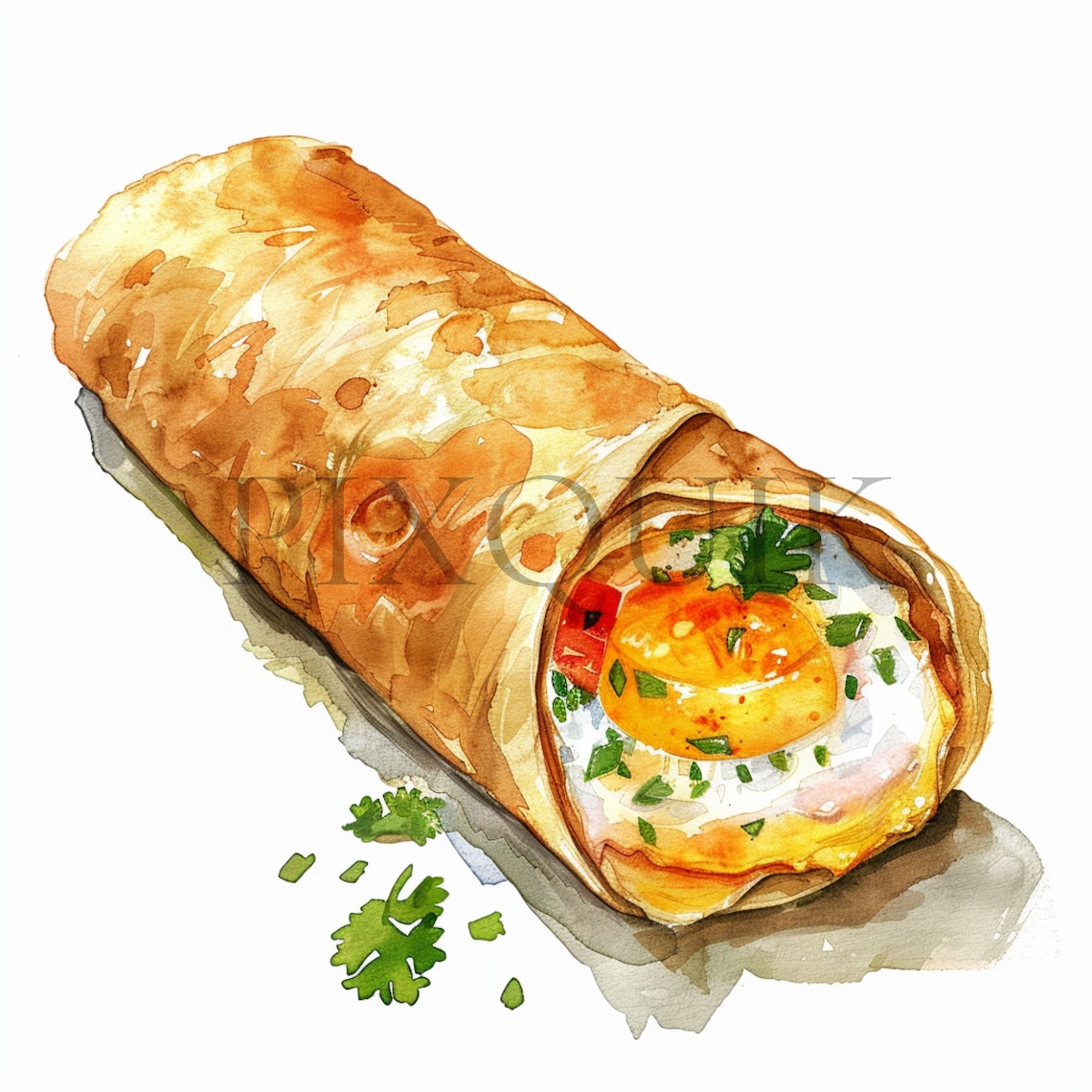 Watercolor Egg Roll Clipart Breakfast Watercolor Clipart Egg Roll ...