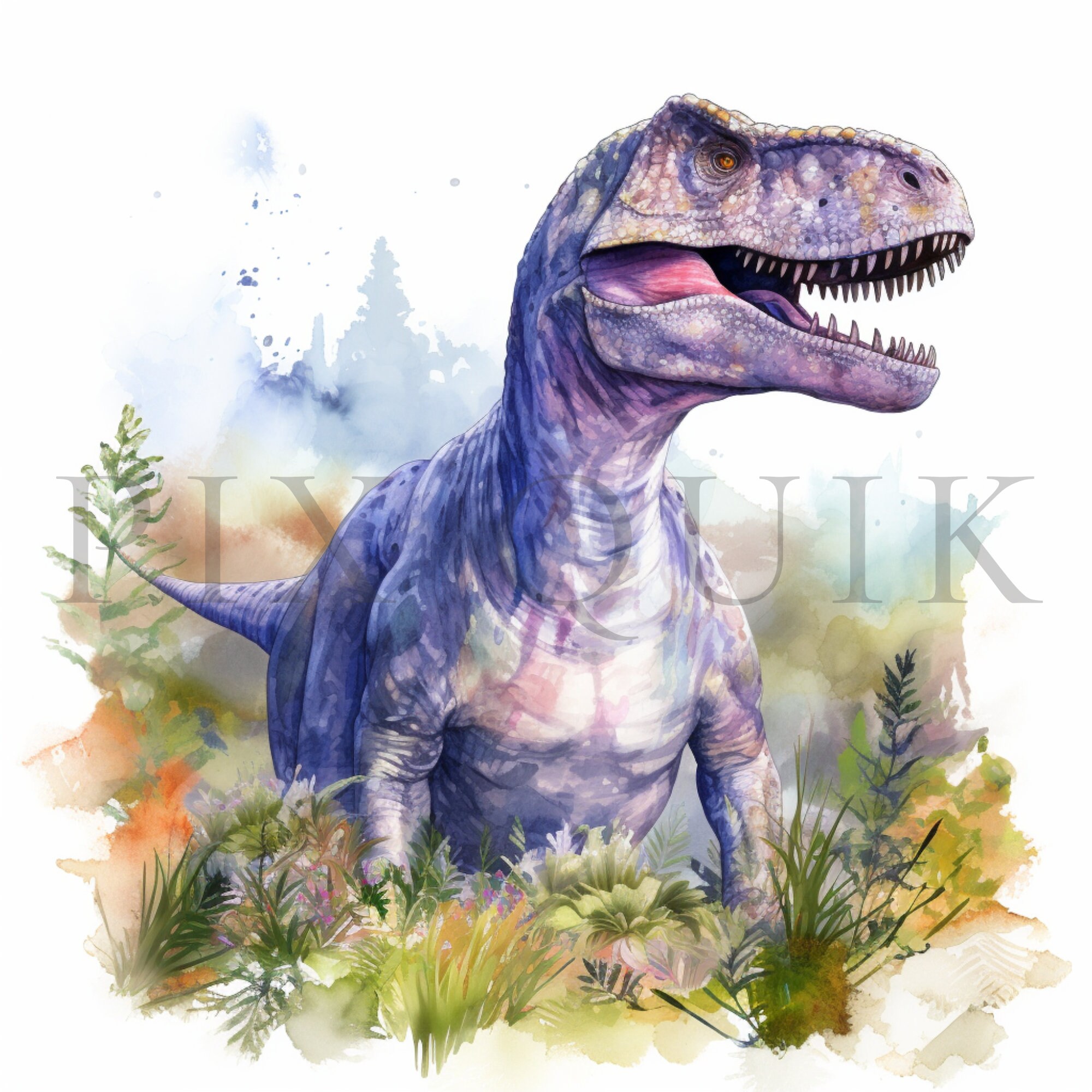 Watercolor Dinosaur Clipart – High Quality Jpgs, Card Making (digital ...