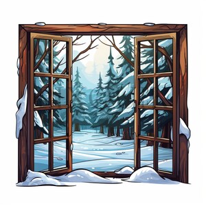 Snowy Window Clipart | 10 High Quality JPG | Winter Illustration | Cozy ...