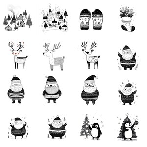 Christmas Clipart Black and White | 90 Cliparts Files | Scandinavian ...