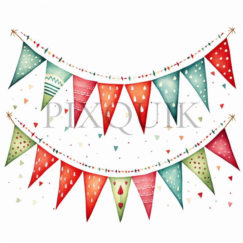 Christmas Bunting Clipart | Festive Banner Designs (digital Download ...