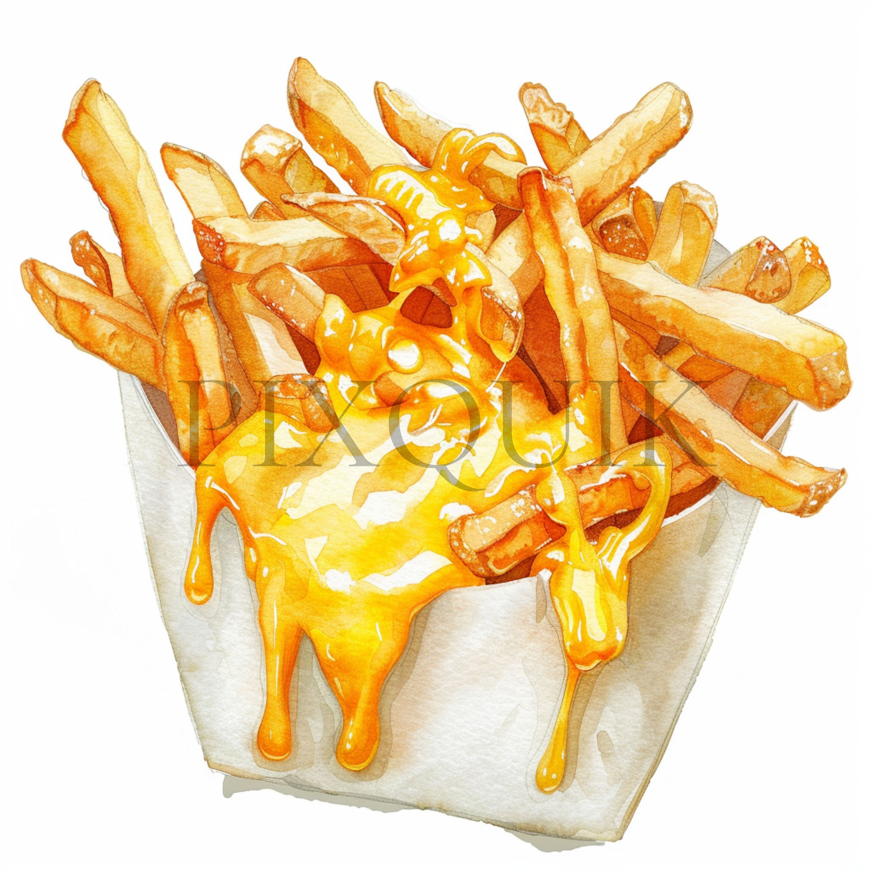 Watercolor Cheese Fries Clipart | Kitchen & Food Art (digital Download ...