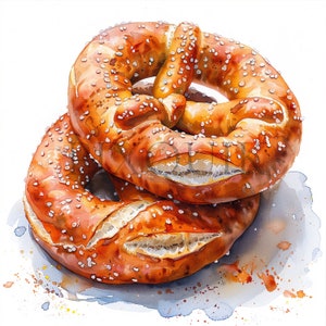 Watercolor Soft Pretzel Clipart: Food Illustration (digital Download ...