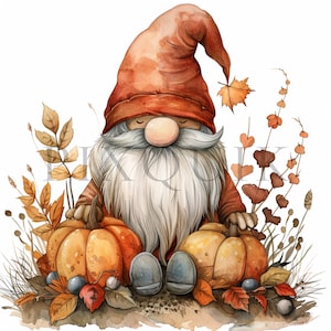 Thanksgiving Gnome Clipart | Fall Watercolor Gnomes (digital Download ...